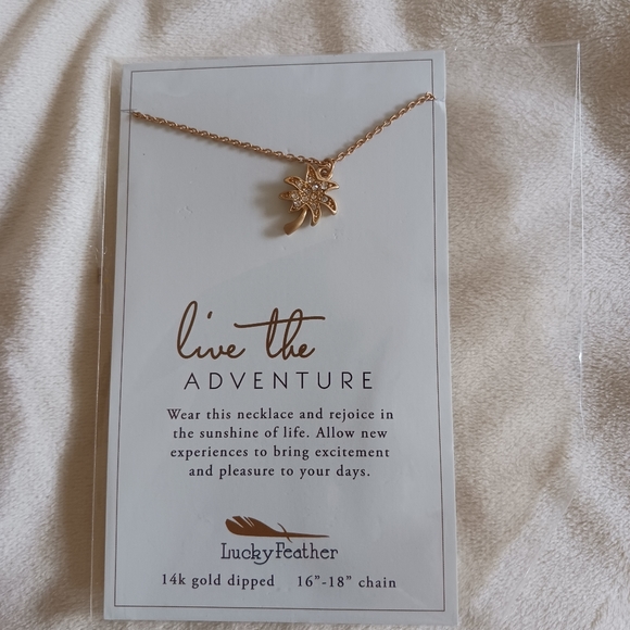 Lucky Feather | Jewelry | Palm Tree Necklace Gold Lucky Feather Nwt ...